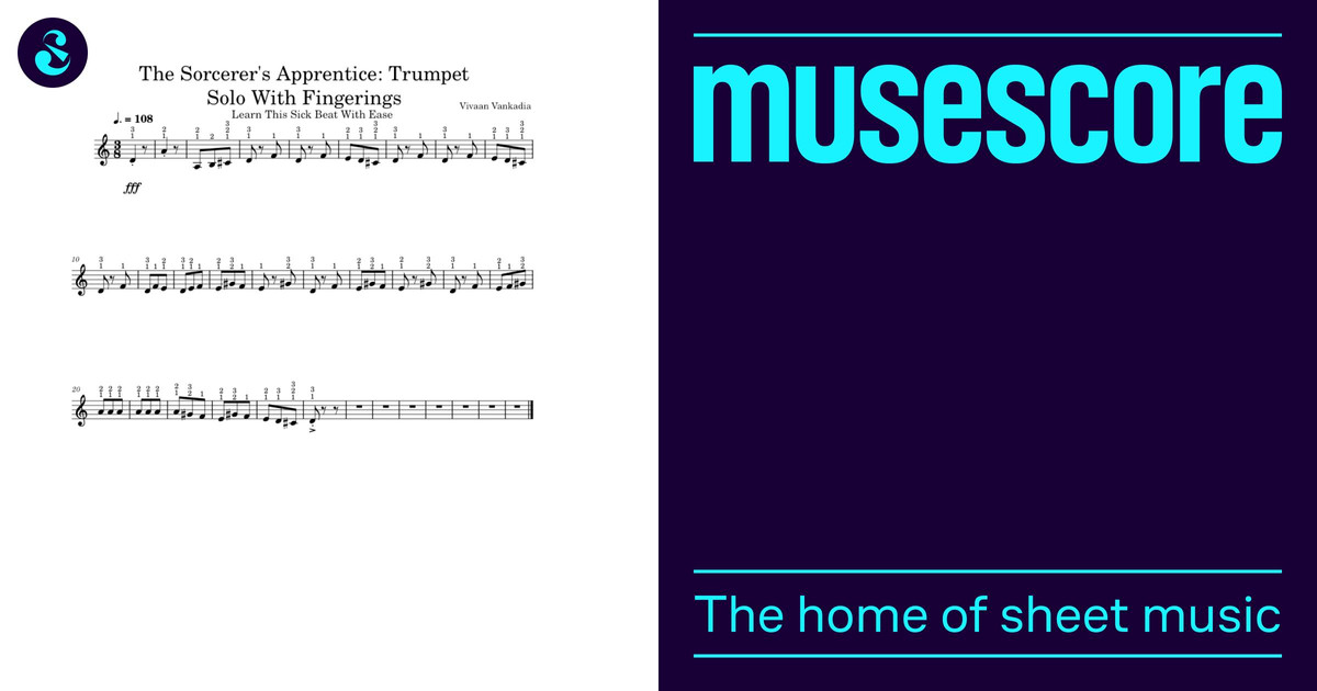 The Sorcerer's Apprentice: Trumpet Solo With Fingerings Sheet music for Trumpet in b-flat (Solo ...