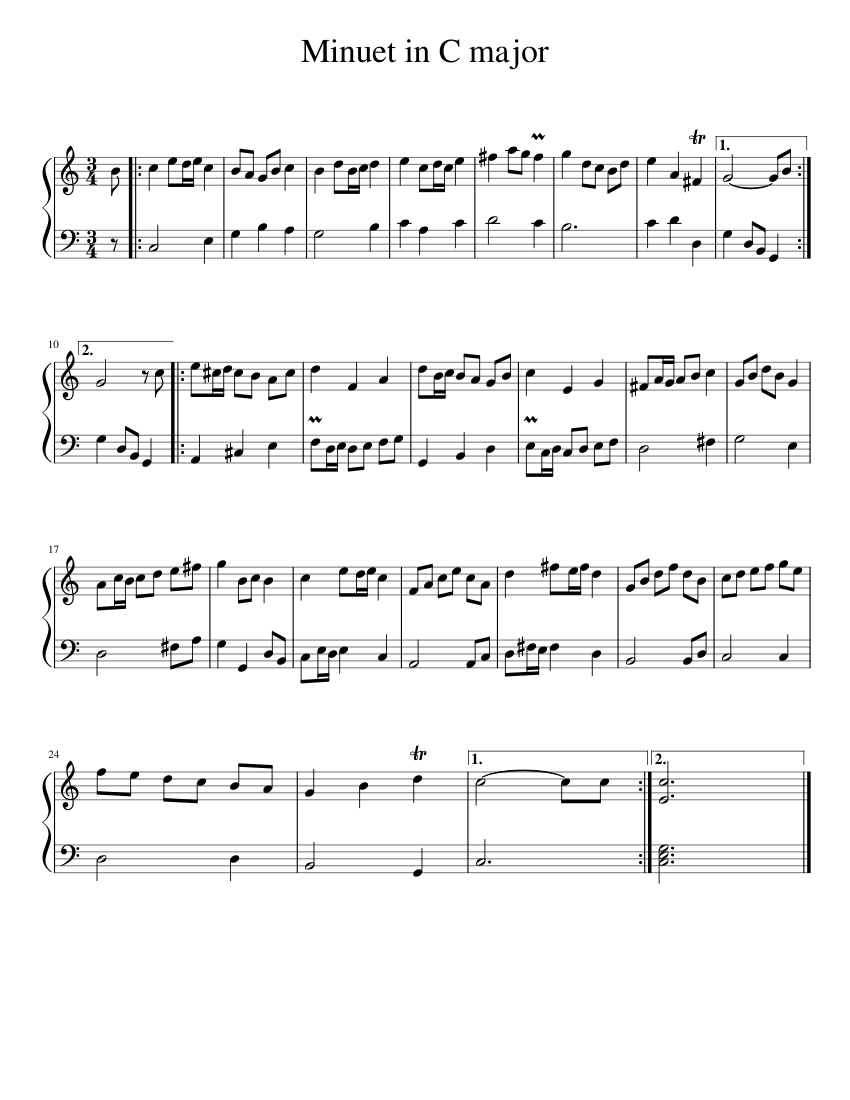 Minuet in C major Sheet music for Piano (Solo) | Musescore.com