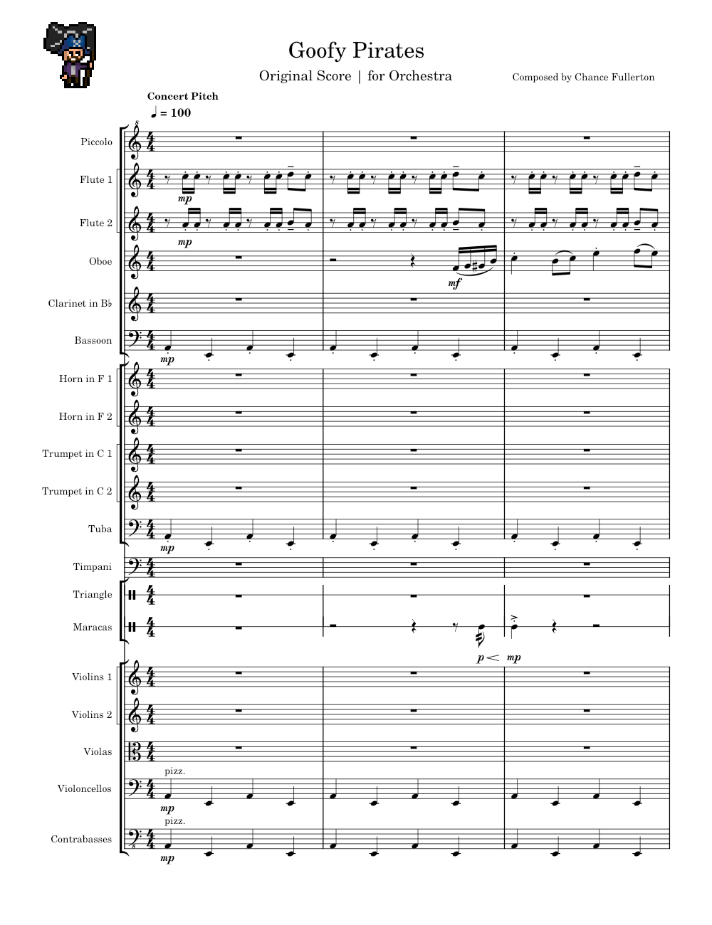 Goofy Pirates | Original Score Sheet music for Tuba, Flute, Oboe ...