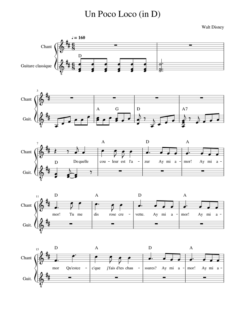Un poco loco Sheet music for Piano, Guitar (Mixed Duet) | Musescore.com