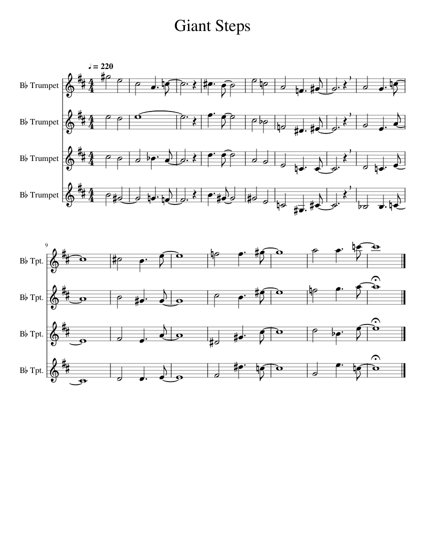 Giant Steps Sheet music for Trumpet in b-flat (Mixed Quartet ...