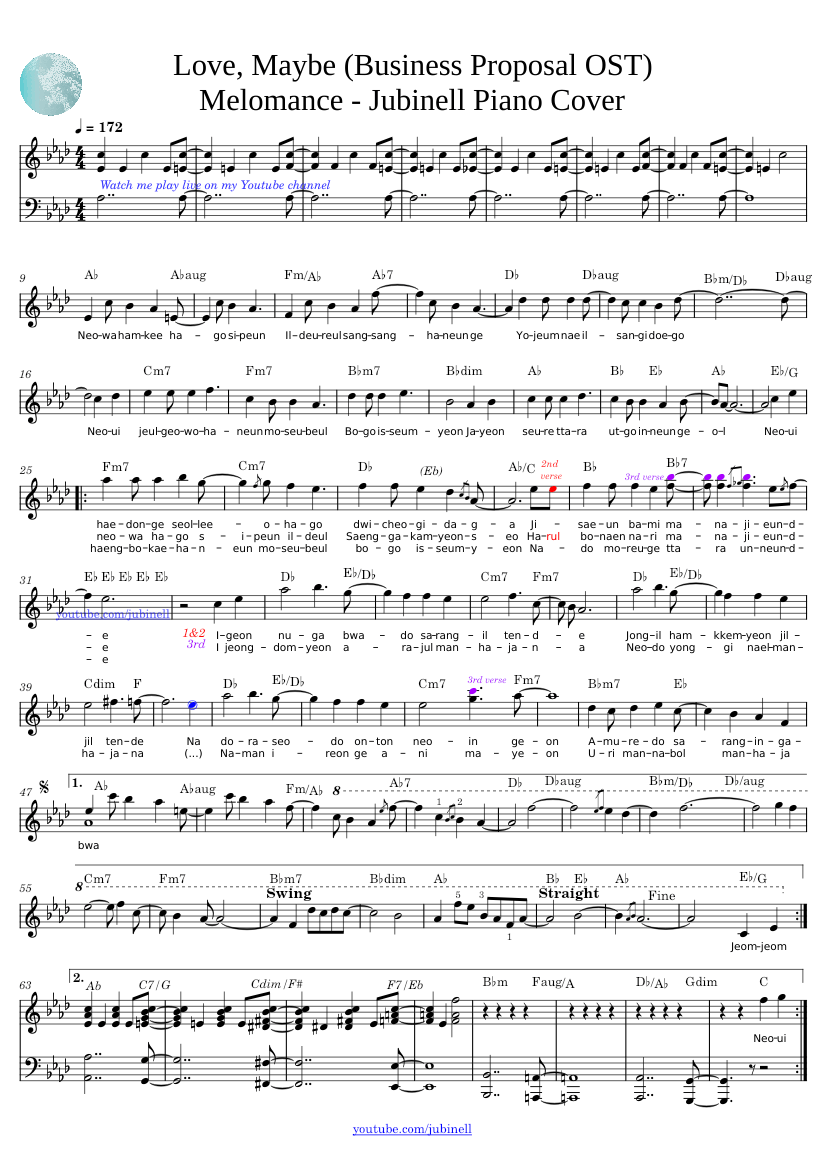 Business Proposal OST | MeloMance - Love, Maybe Piano Cover | Lyrics ...