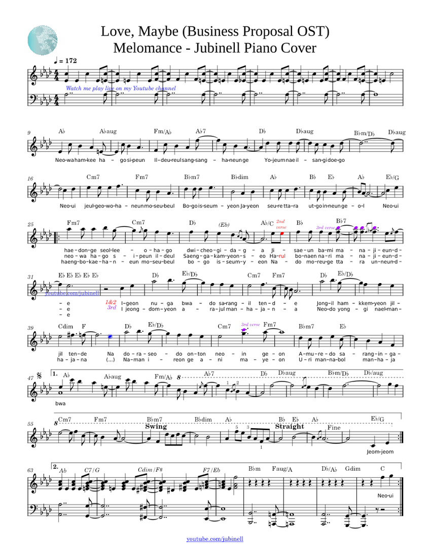 Business Proposal OST | MeloMance - Love, Maybe Piano Cover | Lyrics ...