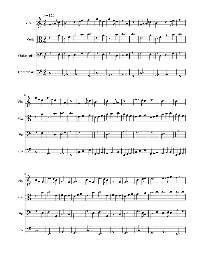 String melody 3 4 Sheet music for Violin, Cello, Viola, Contrabass ...
