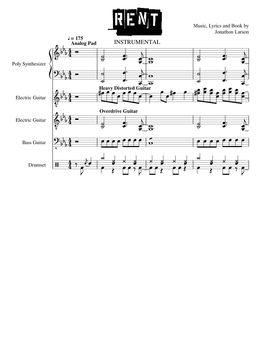 Rent Sheet music for Piano, Guitar, Bass guitar, Drum group (Mixed ...