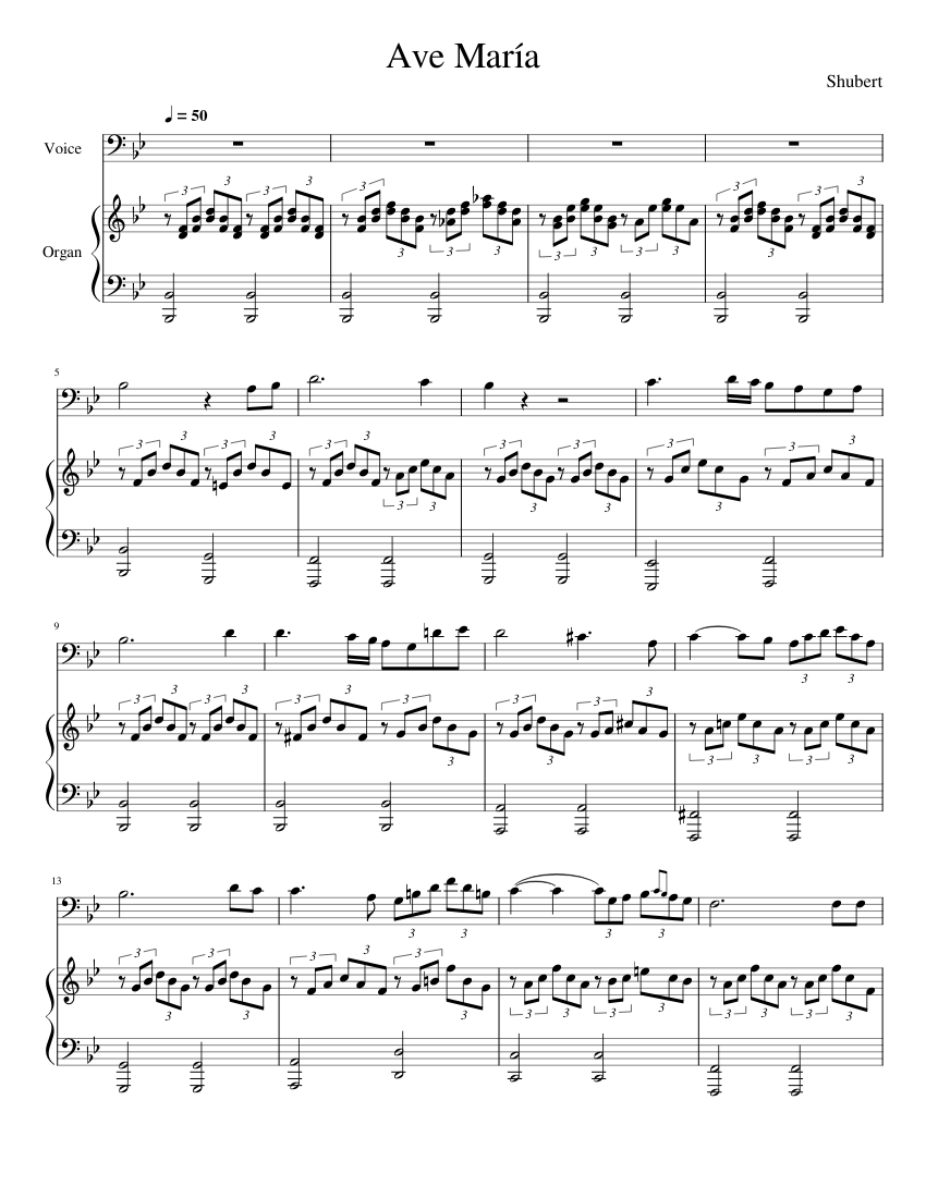 Ave María Schubert - Cello Piano Sheet music for Organ, Vocals (String ...