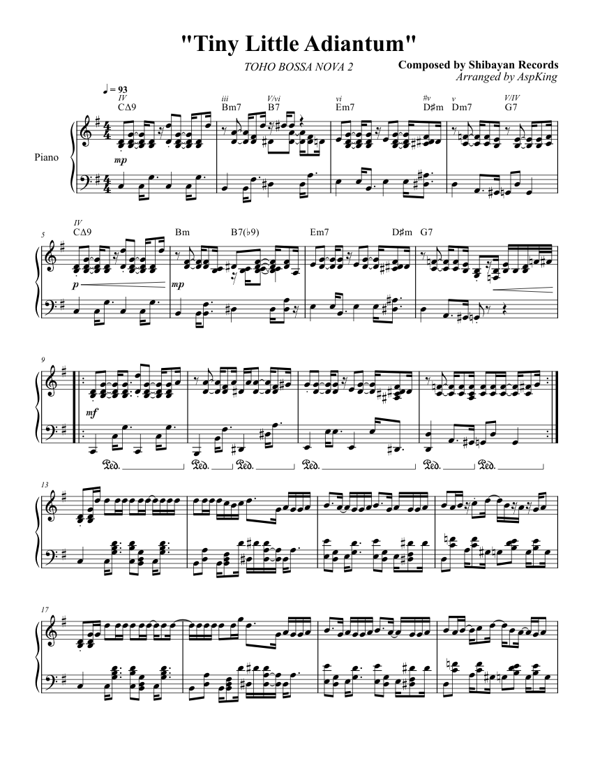 Tiny Little Adiantum – Shibayan Records Sheet music for Piano (Solo ...