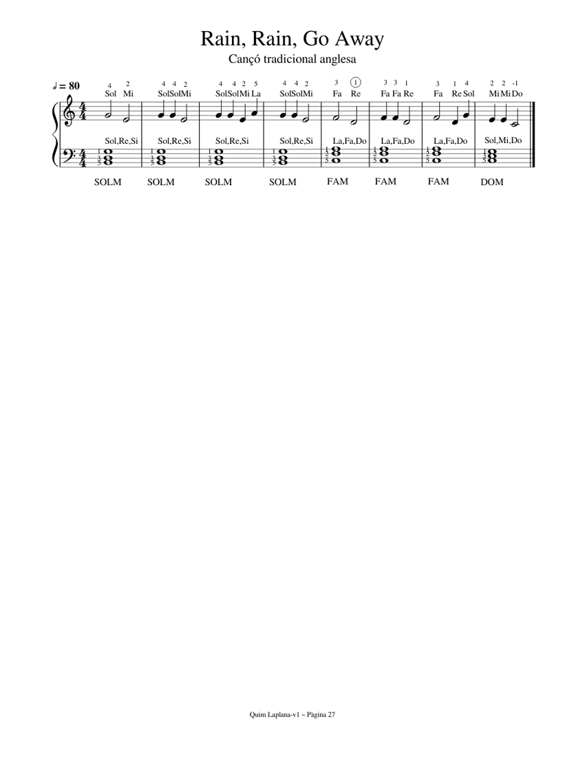 Rain Rain Go Away v2 Sheet music for Piano (Solo) | Musescore.com