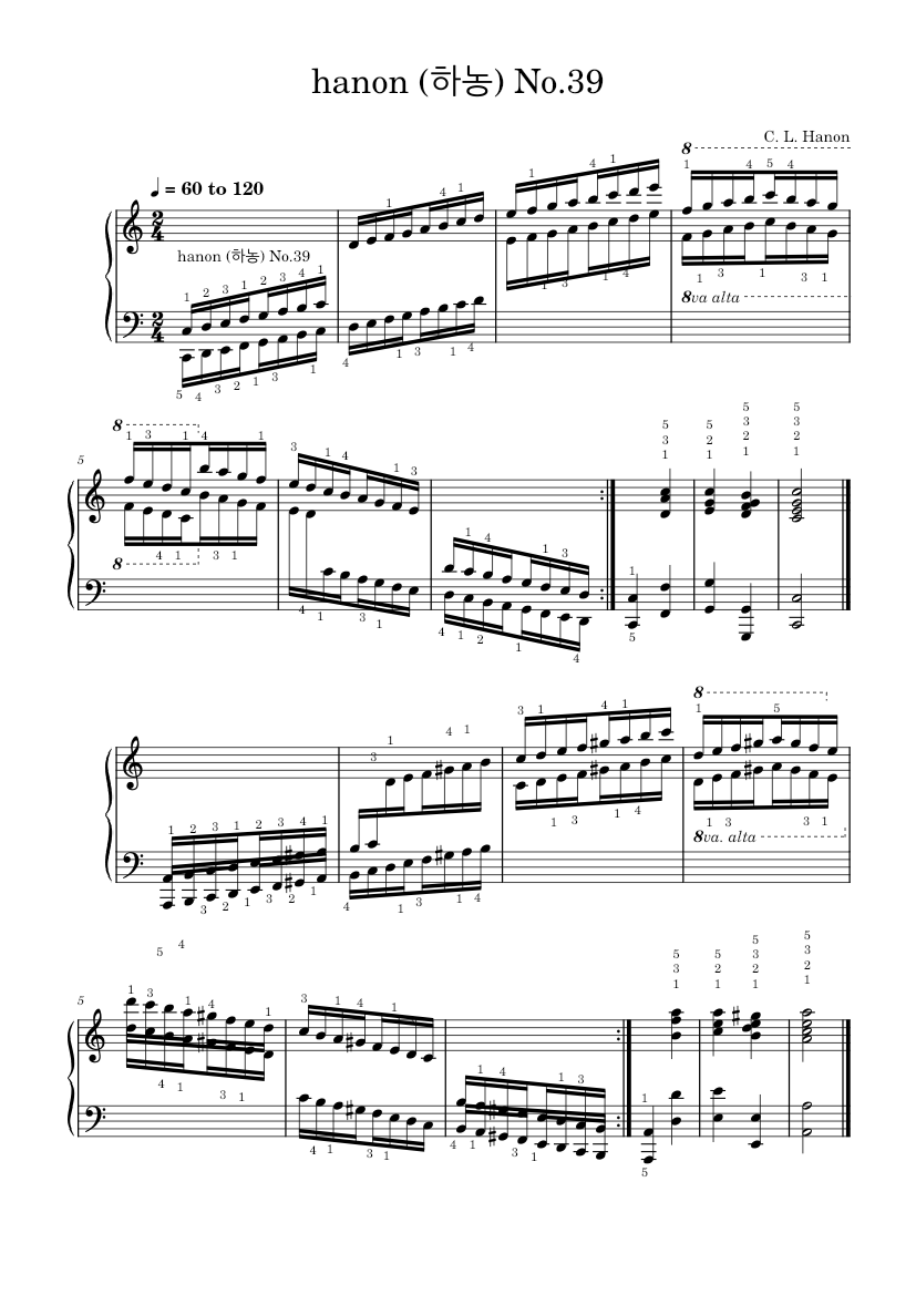 hanon 하농 No.39 Sheet music for Piano (Solo) | Musescore.com