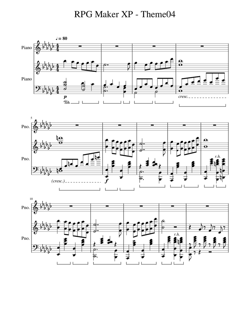 RPG_Maker_XP_-_Theme04 Sheet music for Piano (Piano Duo) | Musescore.com
