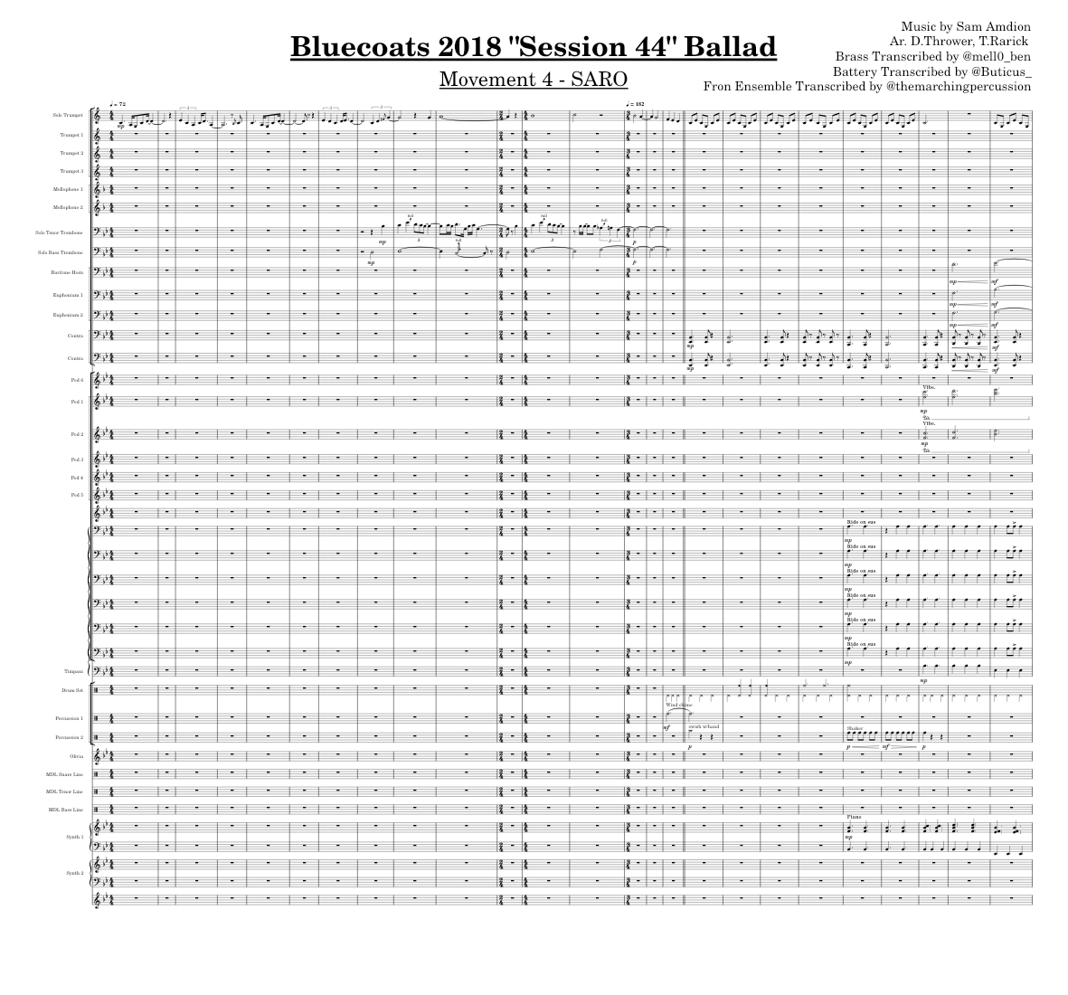 SARO "Bluecoats 2018 Ballad" Sheet Music for Piano, Tuba, Vocals ...