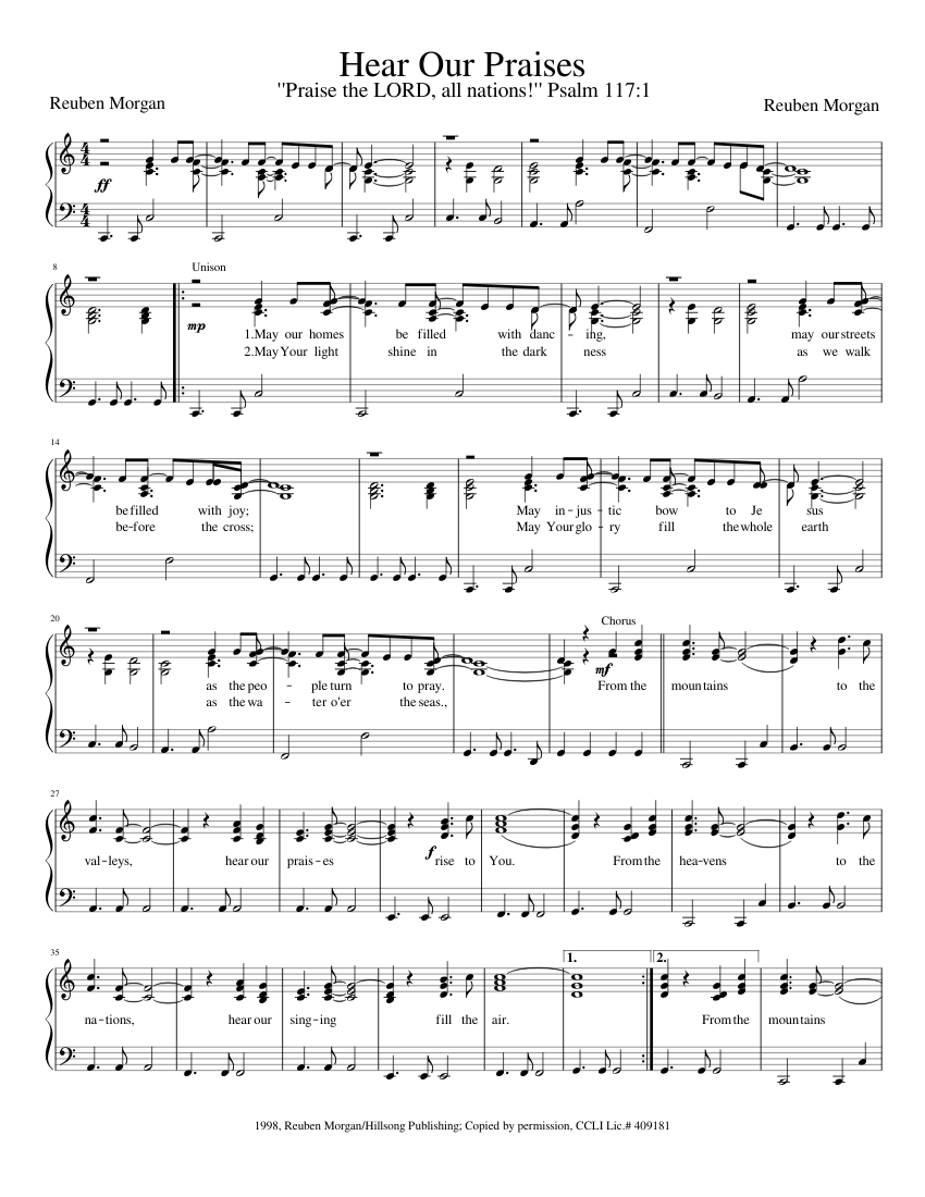 Hear Our Praises Sheet music for Piano (Solo) Easy | Musescore.com
