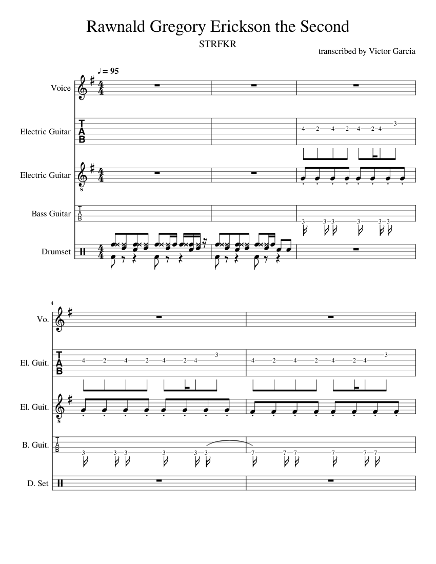 Rawnald Gregory Erickson the Second Sheet music for Vocals, Guitar ...