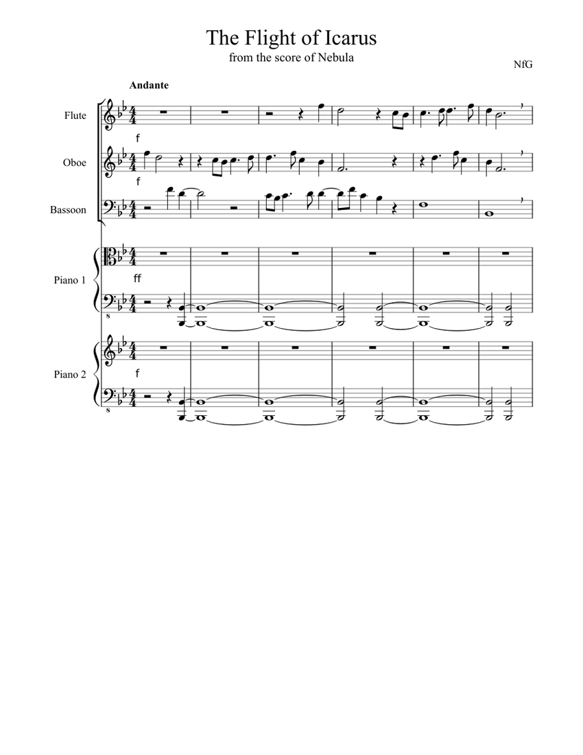 Nebula - The Flight of Icarus Sheet music for Piano, Flute, Oboe ...