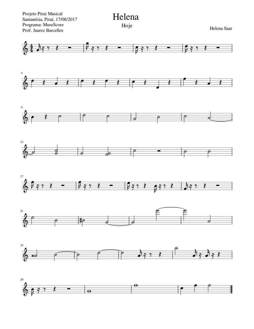 Helena Sheet music for Piano (Solo) Easy | Musescore.com