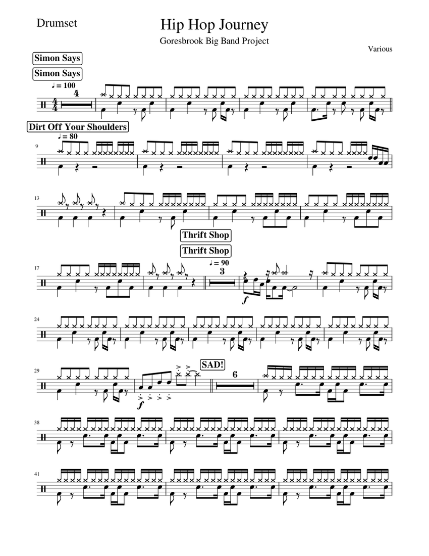Hip Hop Journey - Drumset Sheet music for Drum group (Solo) | Musescore.com