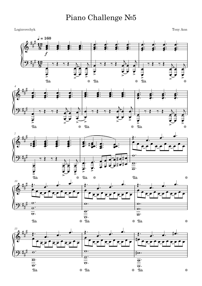 Piano Challenge №5 - Tony Ann Sheet Music for Piano (Solo) | MuseScore.com