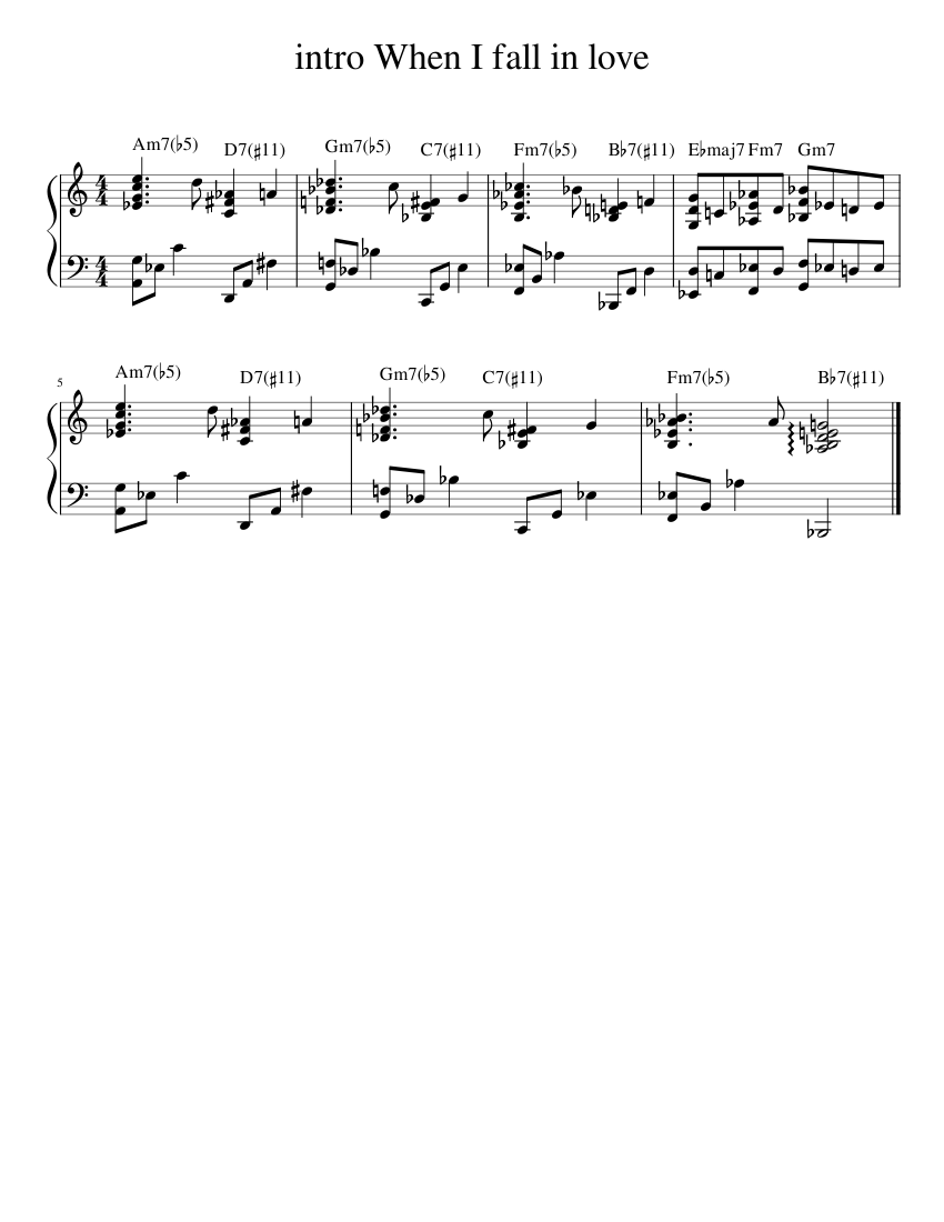intro When I fall in love Sheet music for Piano (Solo) Easy | Musescore.com