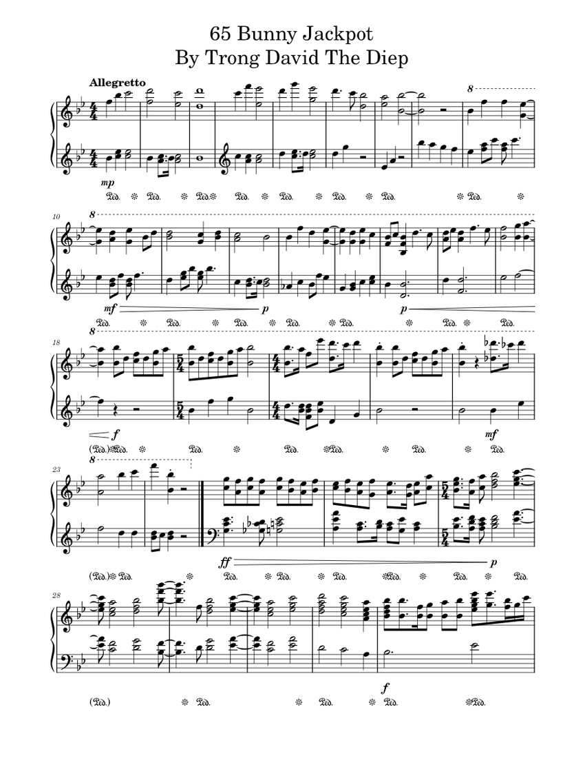 ( 65 ) Bunny Jackpot By Trong David The Diep Sheet music for Piano ...