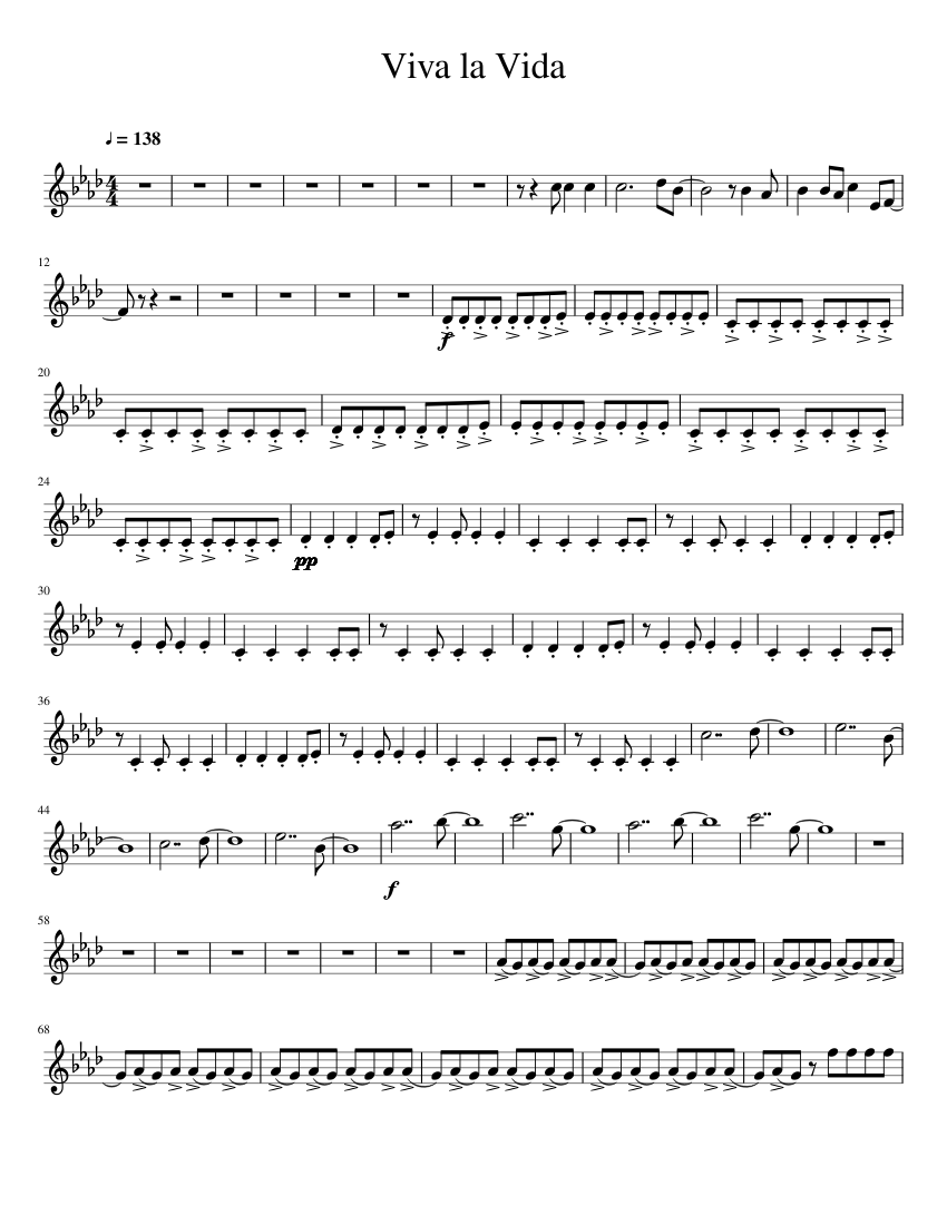 Viva la Vida Violin 2 Sheet Music for Violin (Solo) | MuseScore.com