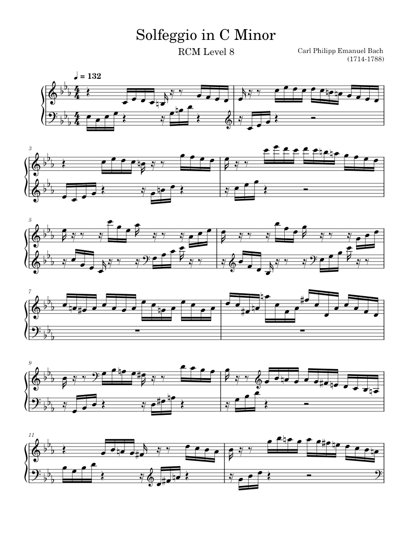 Solfeggio in C minor, H.220 – Carl Philipp Emanuel Bach [RCM Level 8 ...