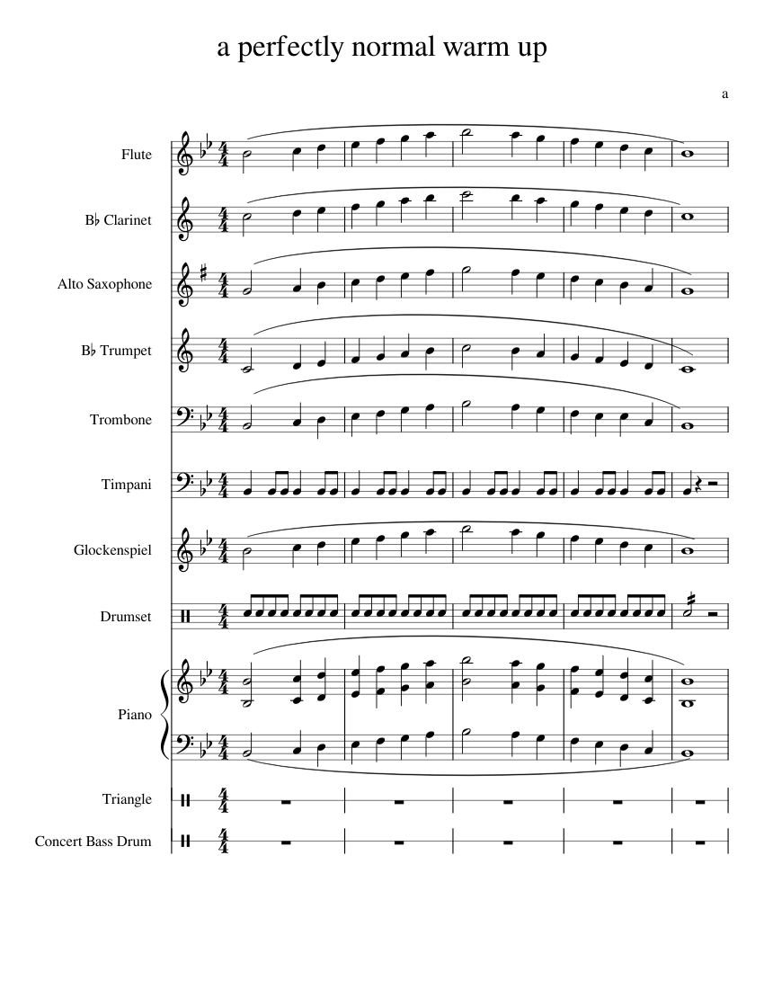 a perfectly normal warmup Sheet music for Piano, Trombone, Flute ...
