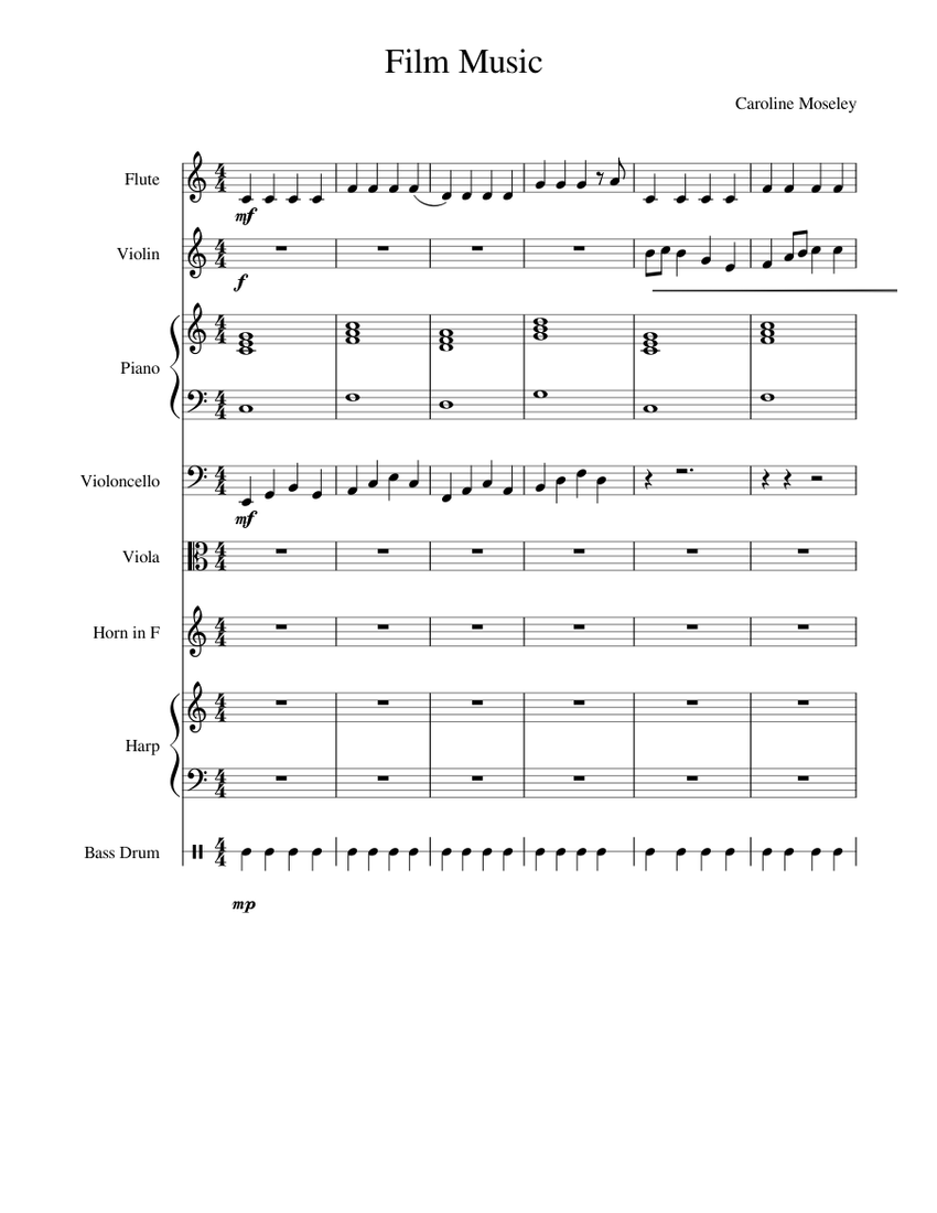 Film Music Sheet music for Piano, Flute, French horn, Violin, Viola ...