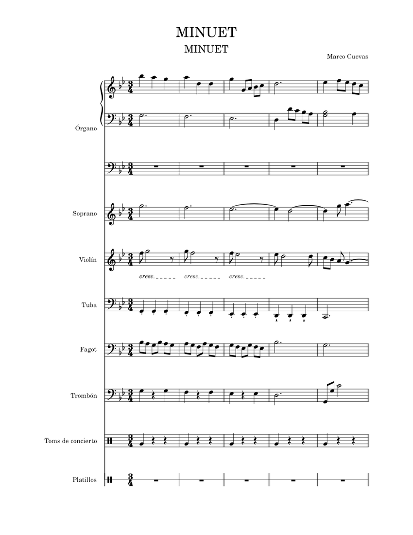 MINUET Sheet music for Trombone, Soprano, Organ, Tuba & more ...