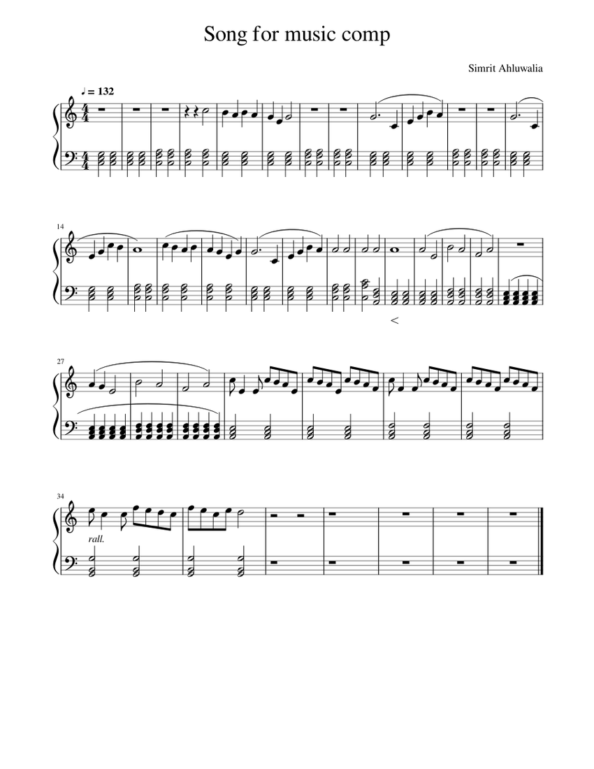 Song for music comp Sheet music for Piano (Solo) Easy | Musescore.com