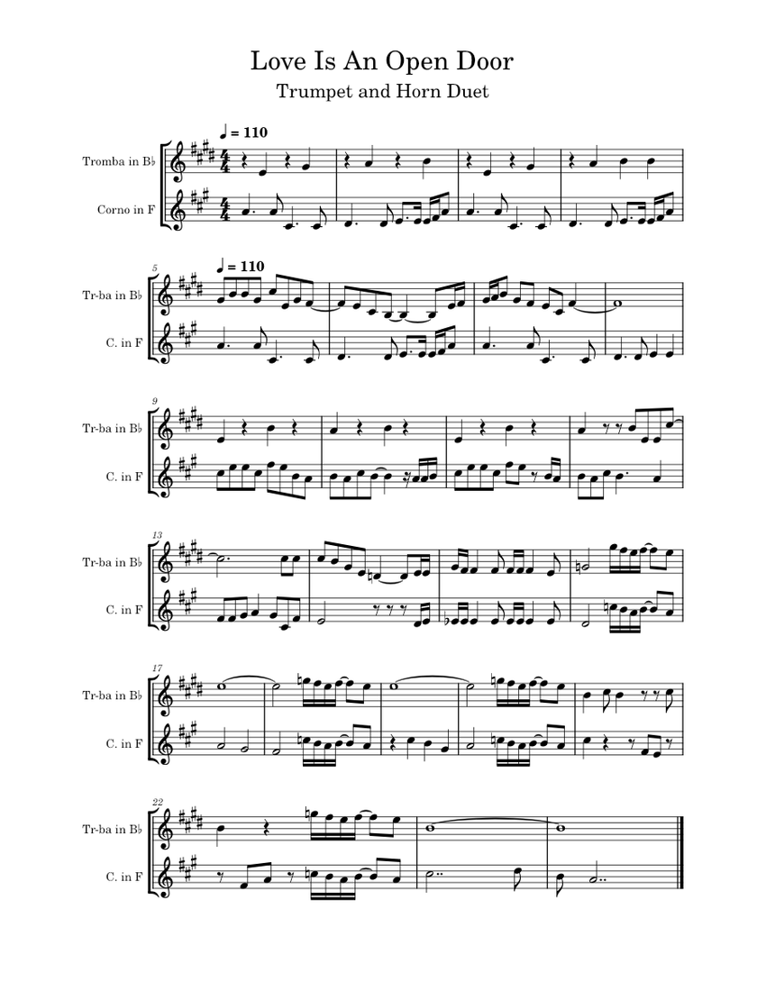 Love Is An Open Door – Frozen (Horn + Trumpet) Sheet music for Trumpet ...