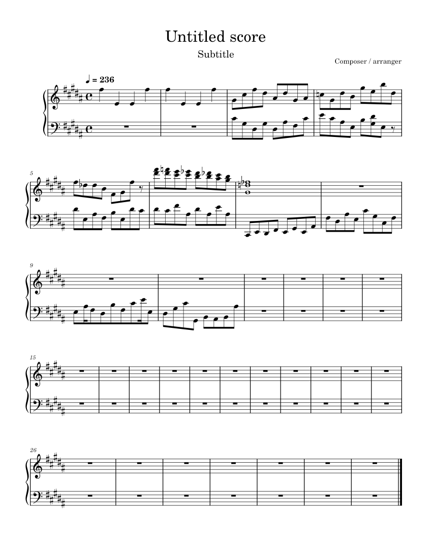 Untitled Score – Composer/artist Untitled score Sheet music for Piano ...