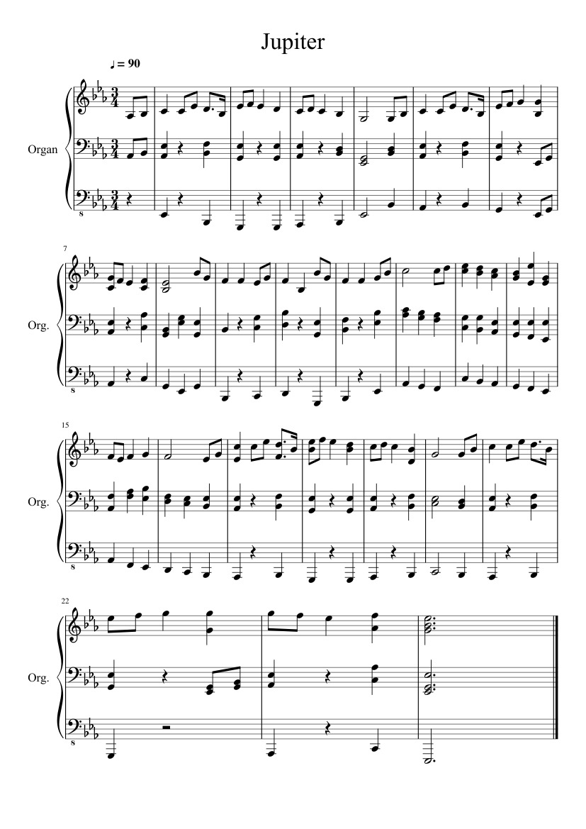 Jupiter Sheet Music for Organ (Solo) | MuseScore.com