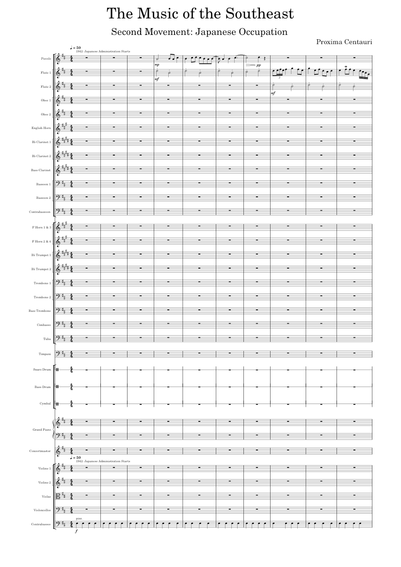 Symphony No. 1 "The Music of the Southeast" Second Movement Sheet music for Piano, Trombone ...