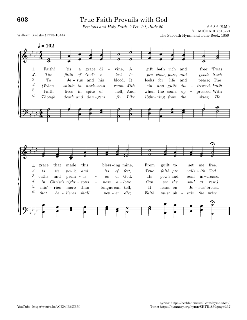 0603 Precious Faith Sheet Music for Piano (Solo) Easy | MuseScore.com
