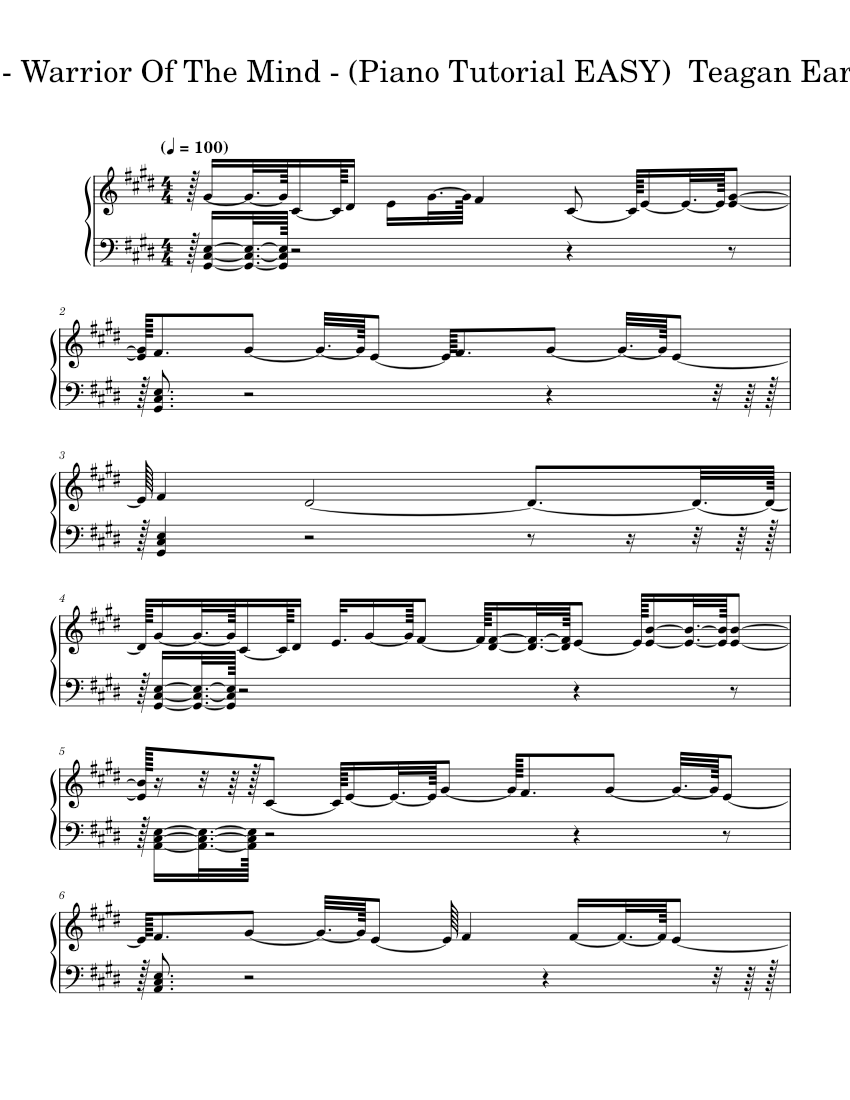 EPIC The Musical - Warrior of the Mind - (Piano Tutorial) Teagan Earley ...