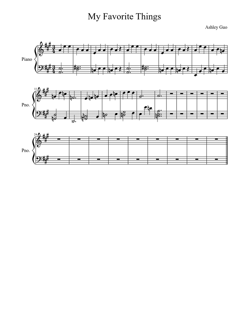 My Favorite Things Sheet music for Piano (Solo) | Musescore.com
