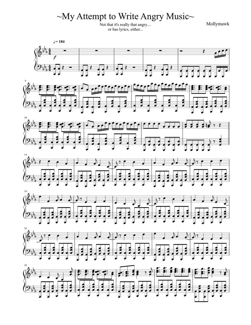 Angry Music Sheet music for Piano (Solo) | Musescore.com