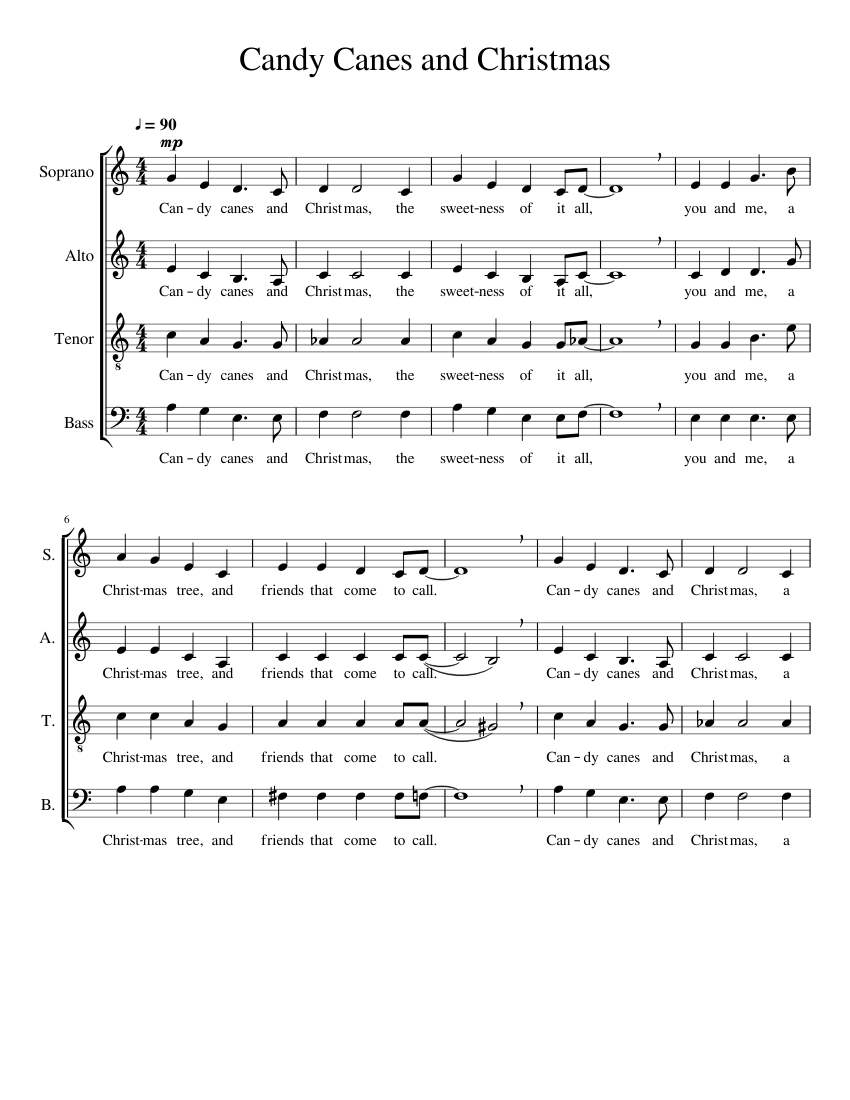 Candy Canes and Christmas Sheet music for Soprano, Alto, Tenor, Bass ...