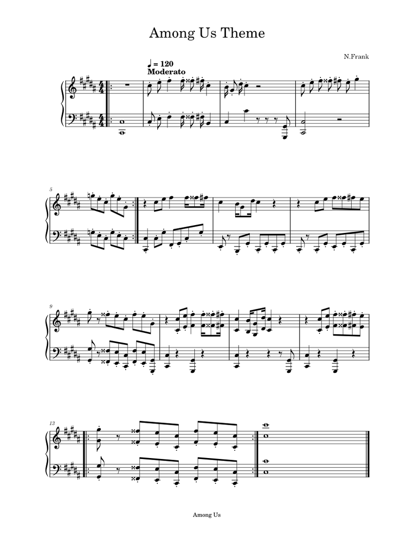 Among Us Drip Theme – Dario D'Aversa Sheet music for Piano (Solo ...
