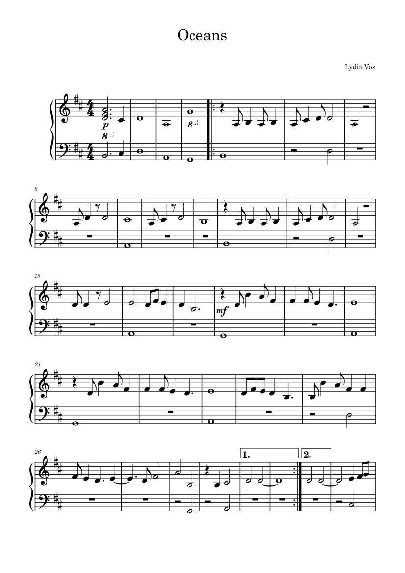 Oceans Sheet music for Piano (Solo) Easy | Musescore.com