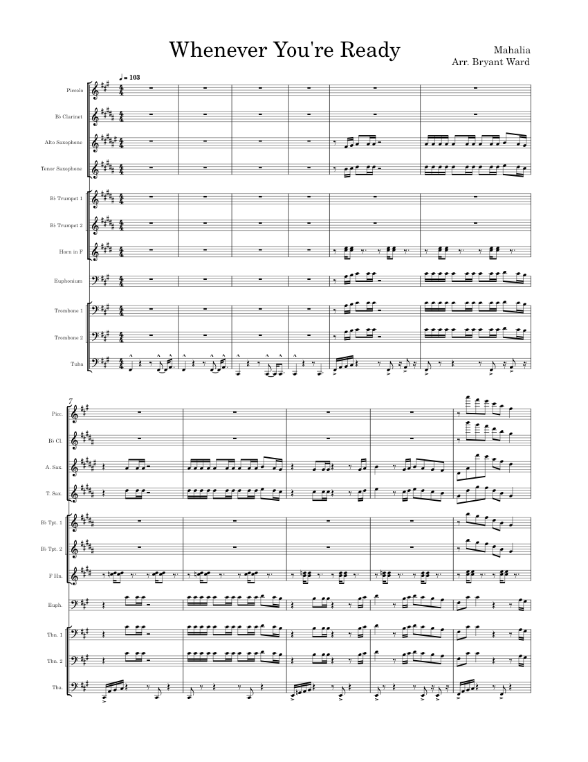 Whenever You're Ready - Mahalia Sheet music for Trombone, Euphonium, Tuba, Flute piccolo & more ...