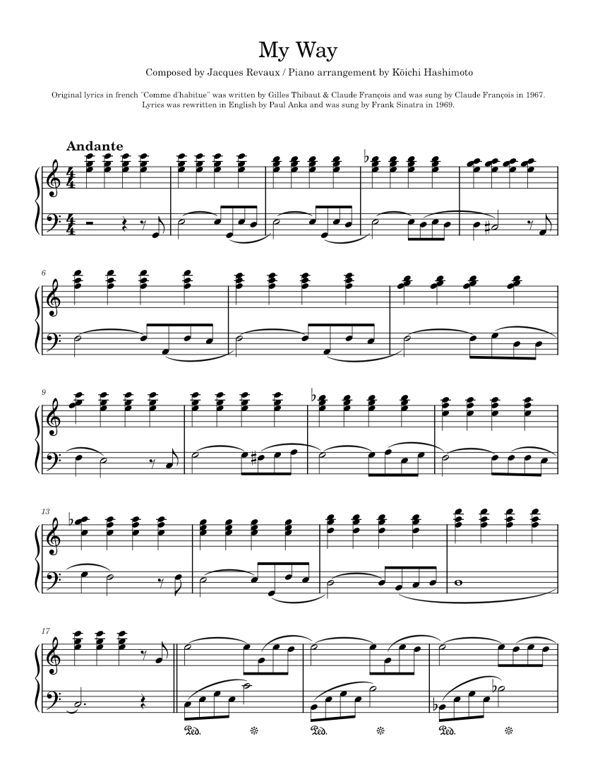 My Way Sheet music for Piano (Solo) Easy | Musescore.com