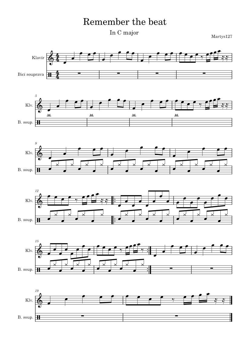 Remember the beat Sheet music for Piano, Drum group (Mixed Duet ...