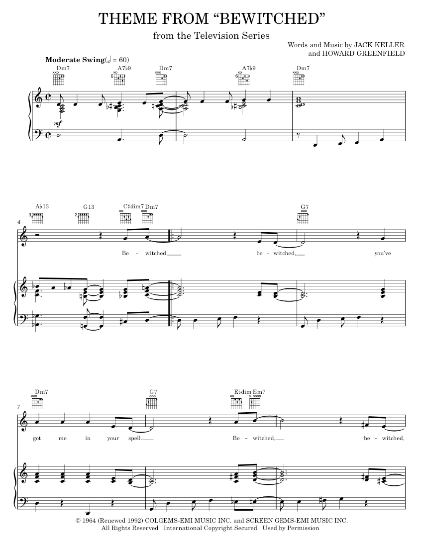 Play Official version of Theme from Bewitched Sheet Music by Howard ...