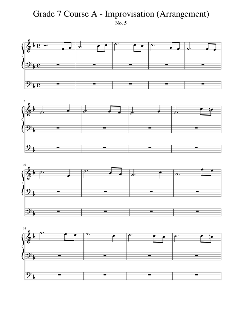 Grade 7 Course A - Improvisation Arrangement No 5 Sheet music for Organ ...