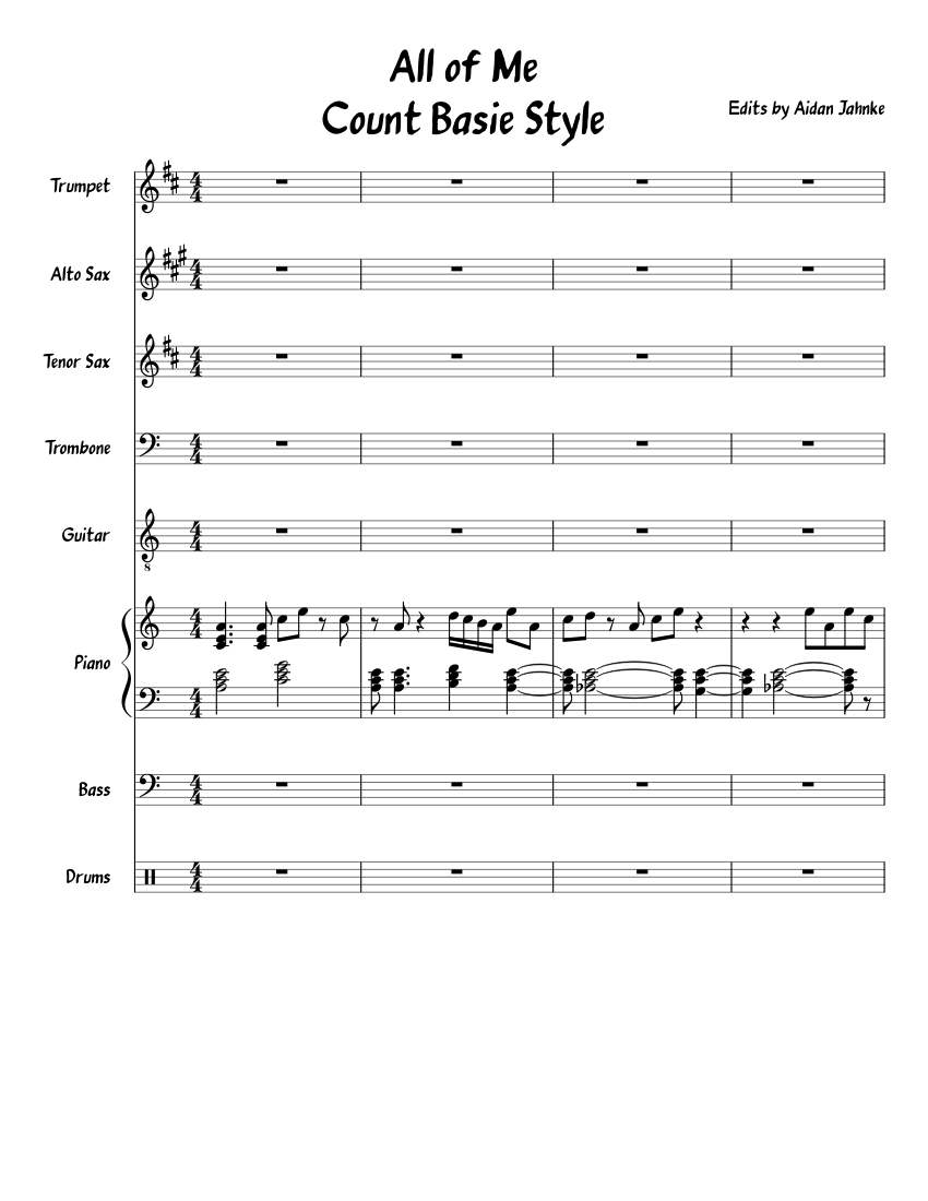 All of Me Count Basie Style Sheet music for Piano, Trombone, Saxophone alto, Saxophone tenor ...