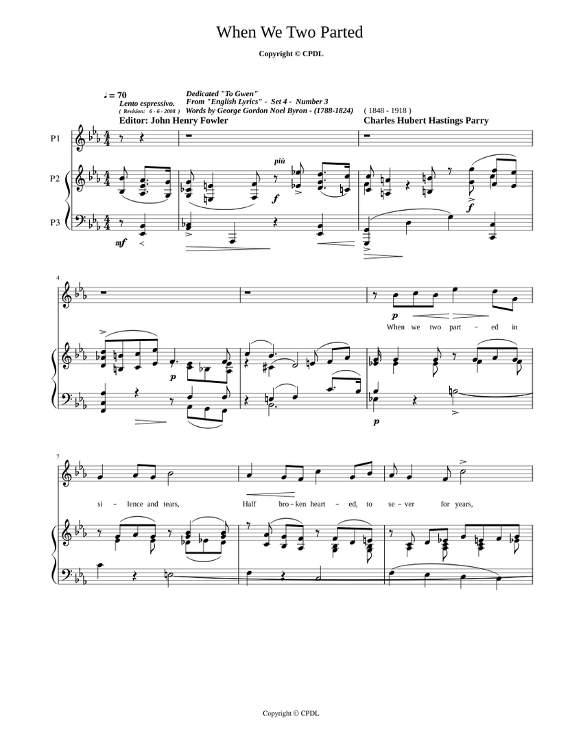 When We Two Parted - Charles Hubert Hastings Parry Sheet music for ...