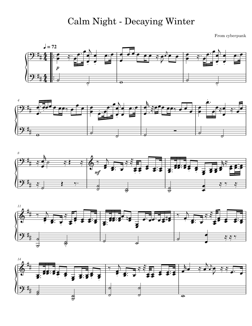(Updated) Decaying Winter Calm Night – Archeximus Sheet music for Piano ...