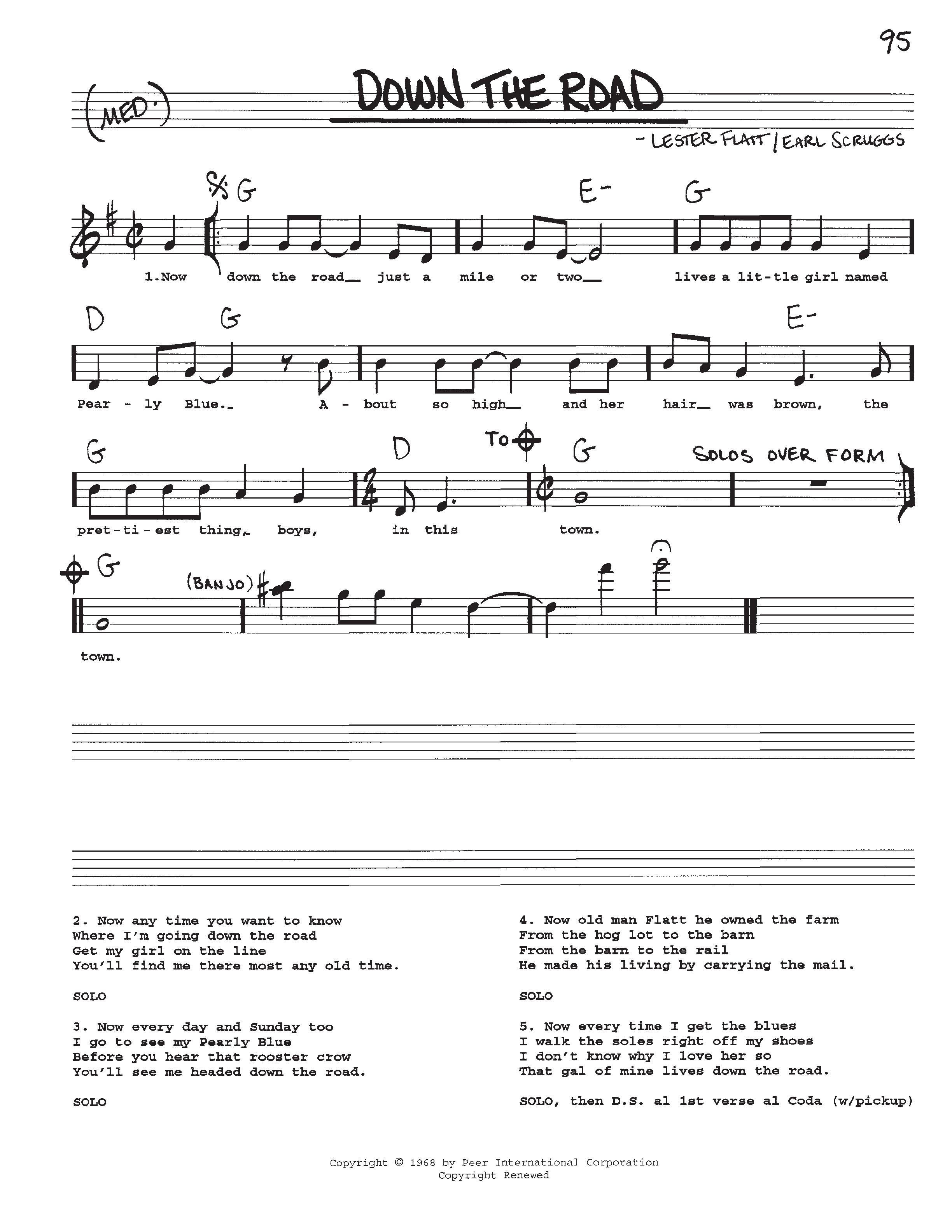 Down The Road Sheet music for Piano, Vocals by Lester Flatt and Earl ...