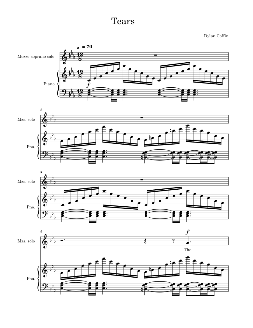 Tears Sheet music for Piano, Mezzo soprano (Piano-Voice) | Musescore.com